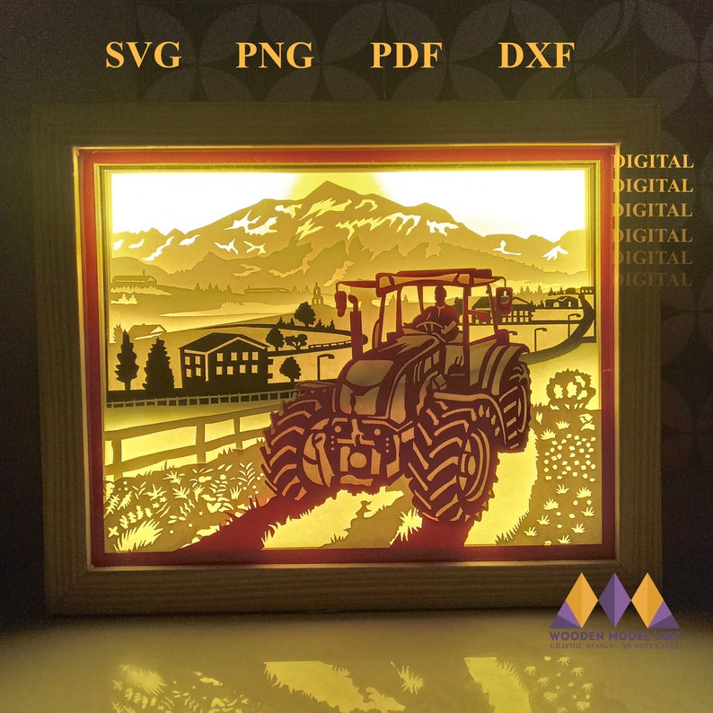 Tractor Paper Cut Light Box Tractor 3d Layered Farm Tractor | Etsy