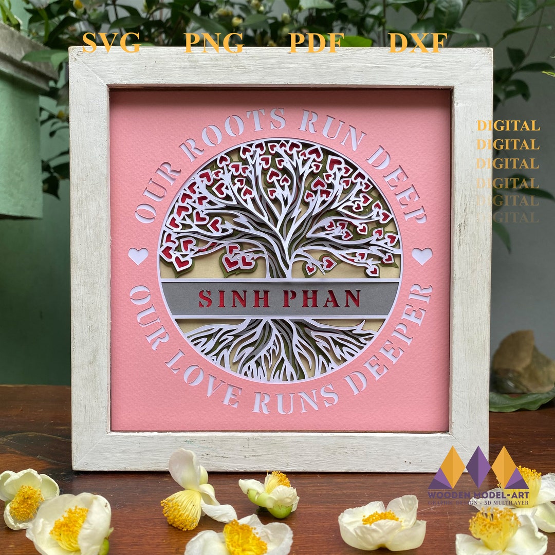 PERSONALIZABLE 3D HEART TREE Shadow Box Svg - Customized Tree of Life - for Cricut - for ...