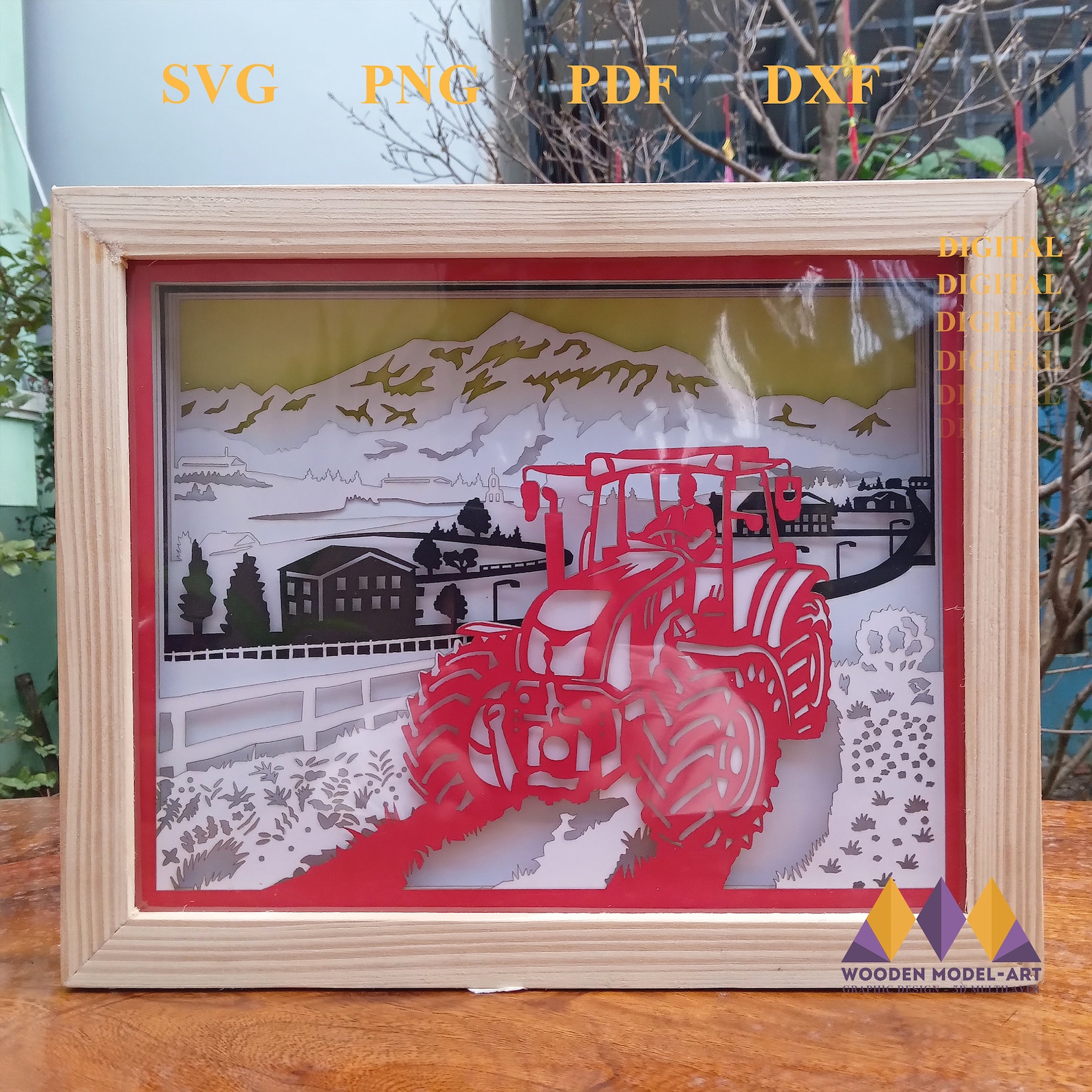 Tractor Paper Cut Light Box, Tractor 3d Layered, Farm Tractor Shadow ...