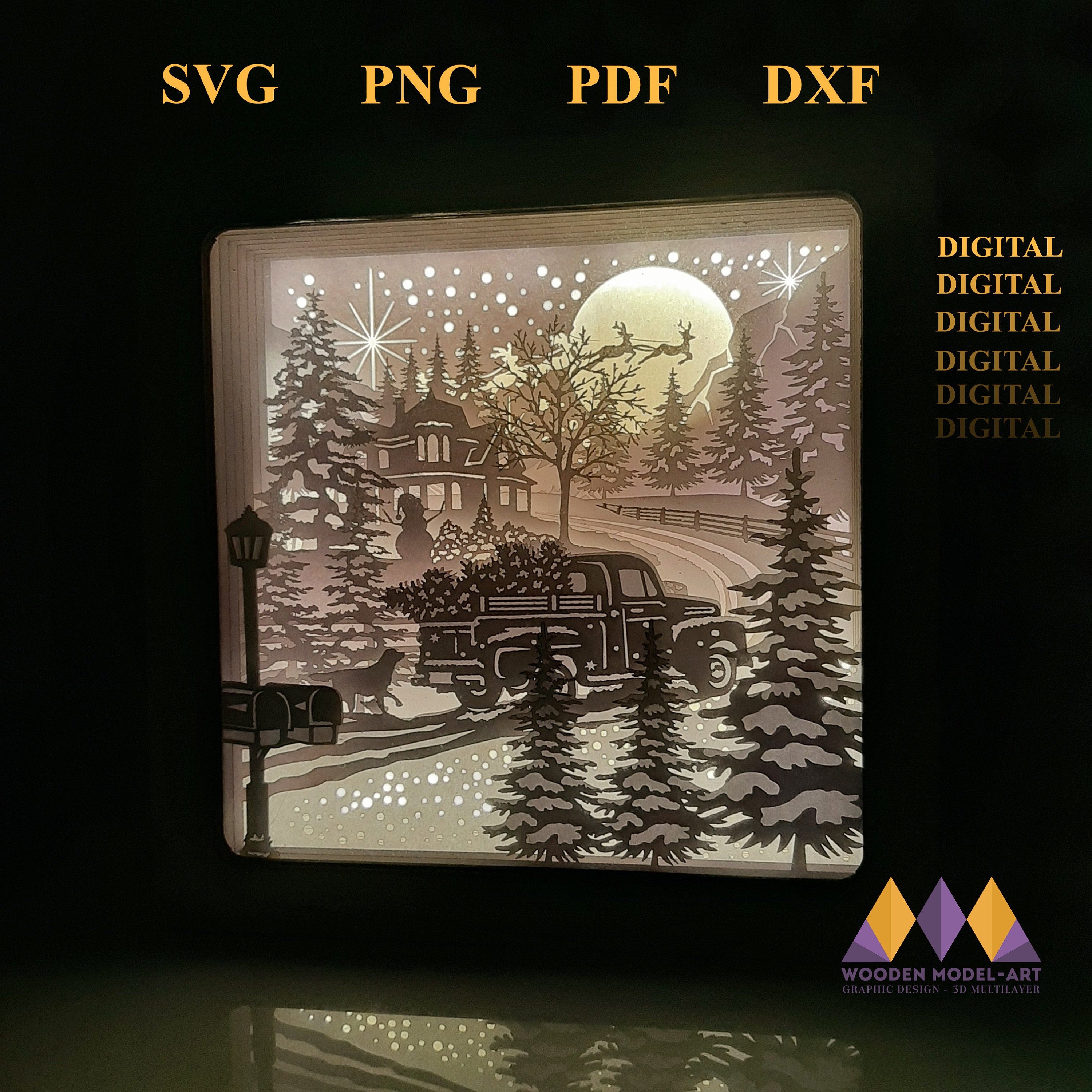 Merry Christmas Shadow Box/lightbox Snow Santa's Cabin - Etsy