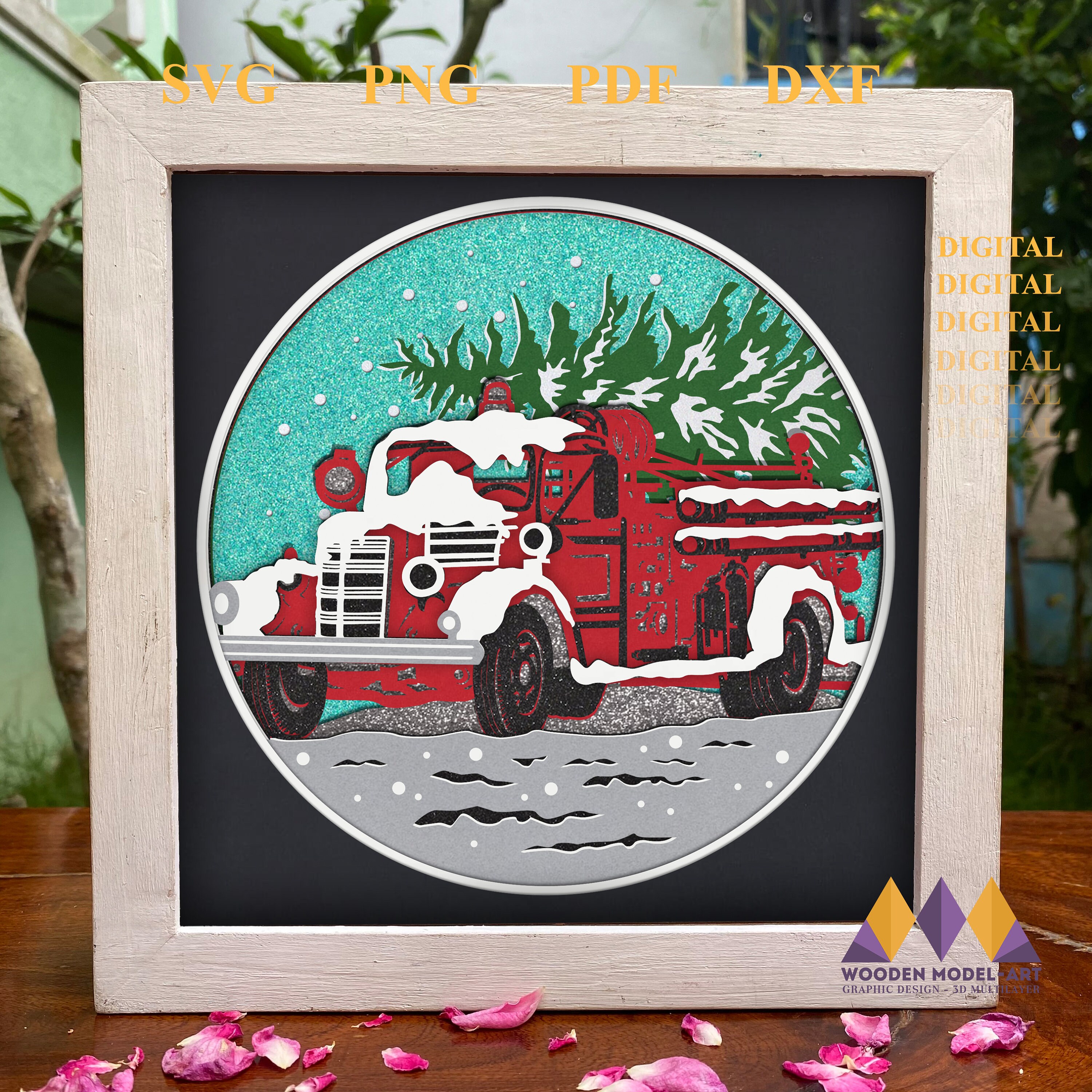 3D Fire Firefighter Svg Light Box - Fireman Shadow Box - Fire Truck 3D ...