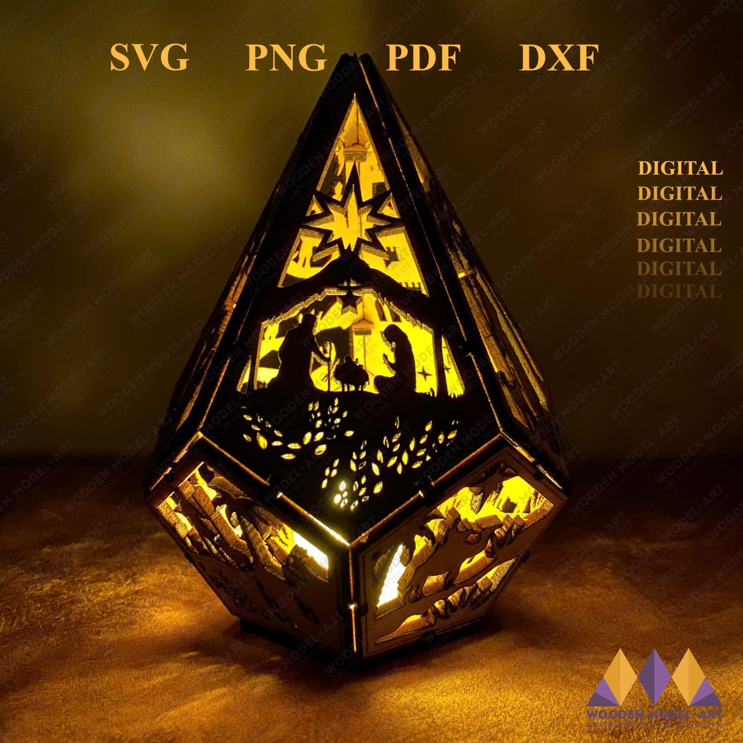 Nativity Laser Cut File: Pentagon Lantern Christmas Scene (digital ...
