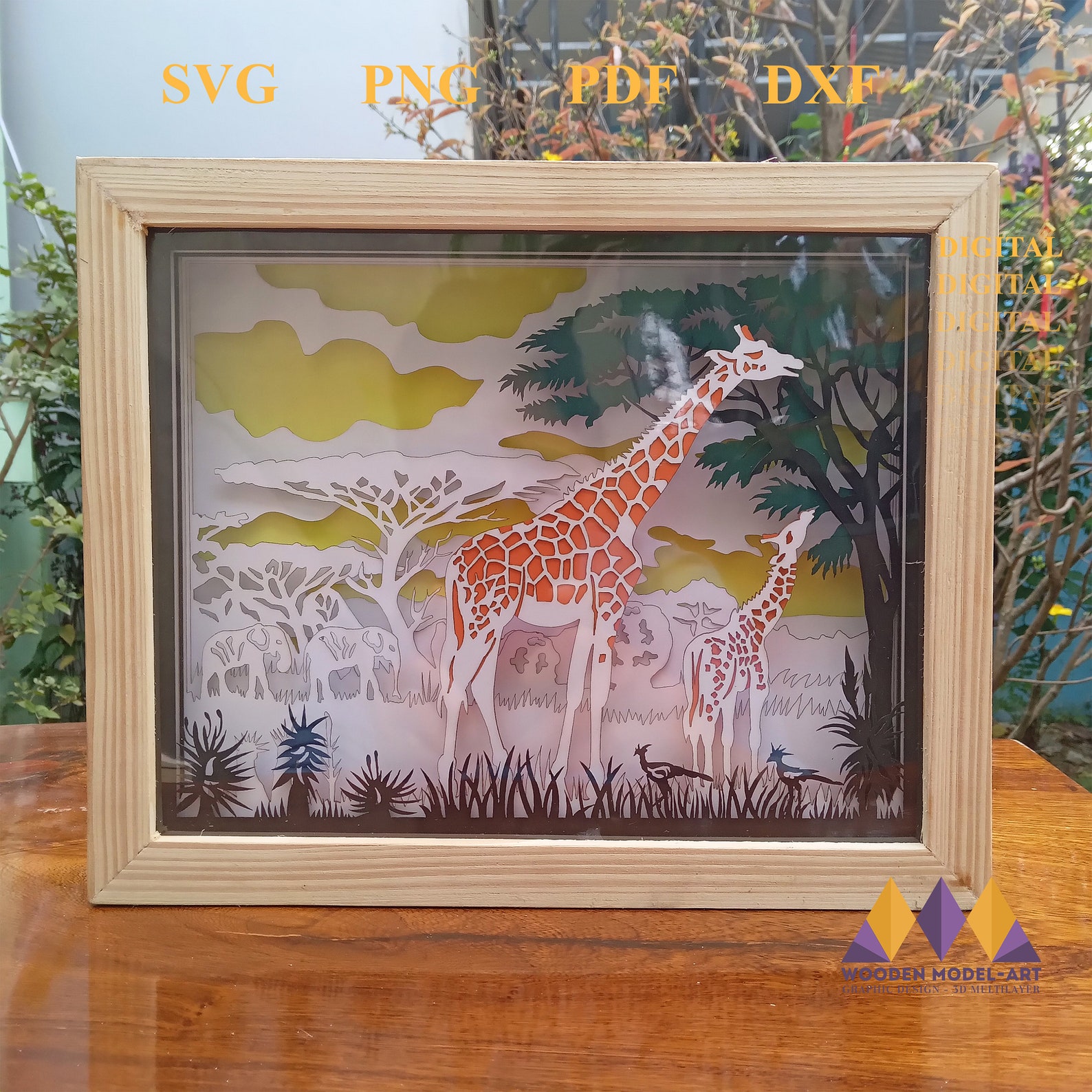 Giraffe Paper Cut Light Box, Shadow Box, 3d Layered, African Giraffe ...
