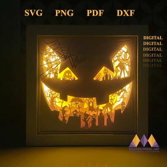 3D HALLOWEEN Svg Shadow Box Halloween Light Box Spooky - Etsy