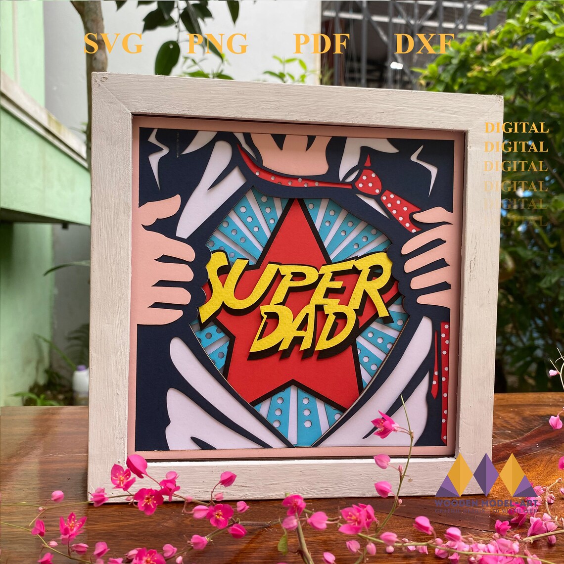 Super Dad 3d Svg Dad Shadow Box Papa Light Box - Etsy