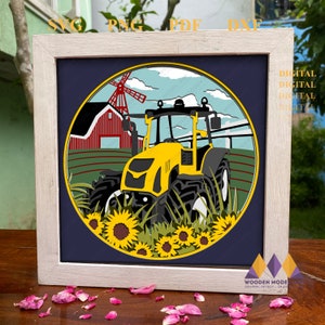 3D FARM TRACTOR SVG Shadow Box - Farm House Light Box - Cricut File ...