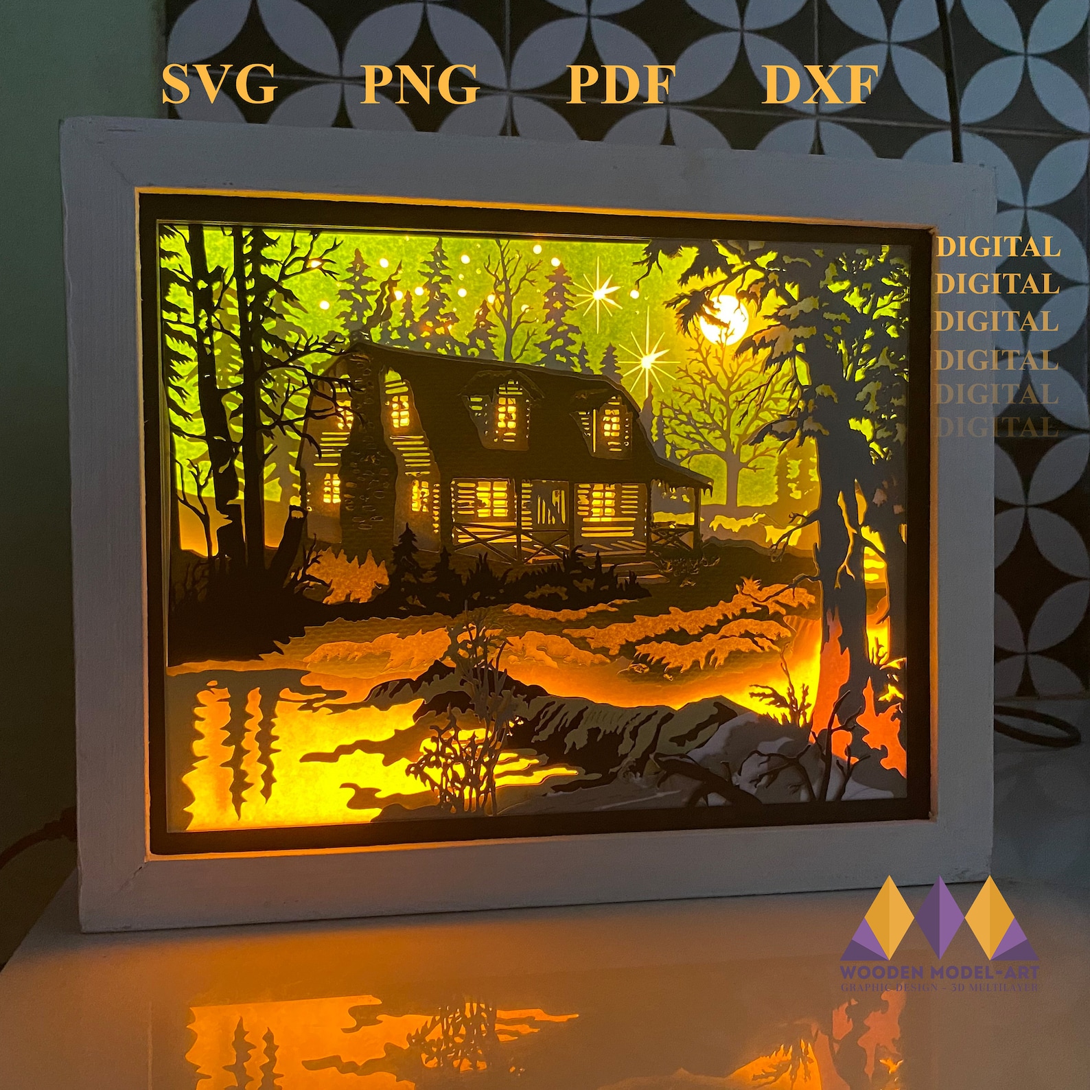 CHRISTMAS CABIN Svg Light Box 3D Winter Forest Shadow Box - Etsy