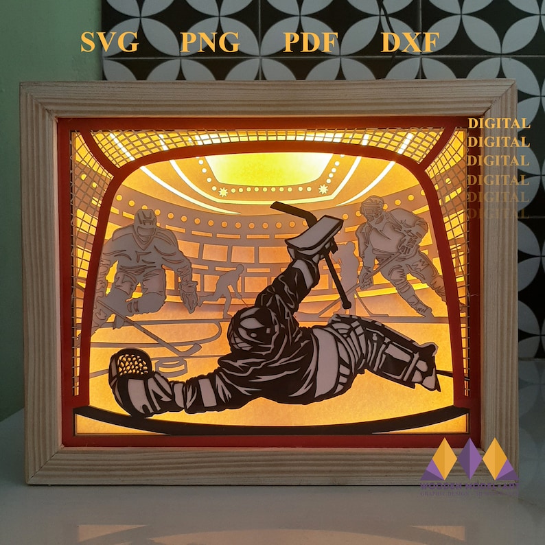 Hockey Paper Cut Light Box Shadow Box3d Layered Svg - Etsy