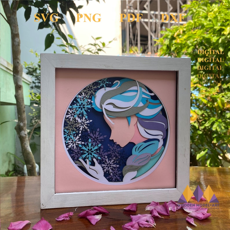 3D Let It Snow SVG Princess Shadow Box Winter Snow Svg for - Etsy