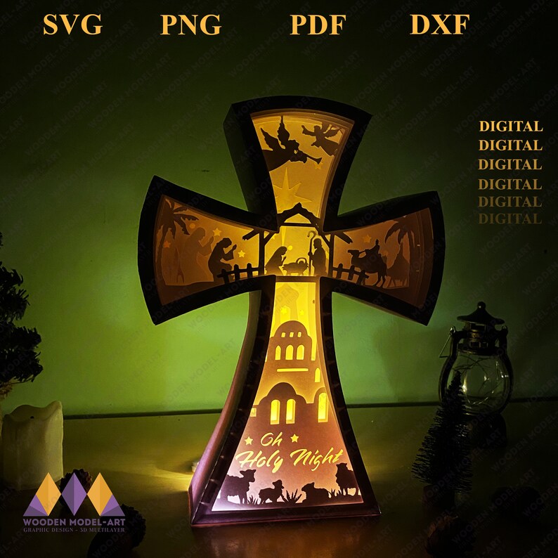 Christmas Nativity Cross Shadow Box – SVG, DXF, PDF (digital Files) - Etsy