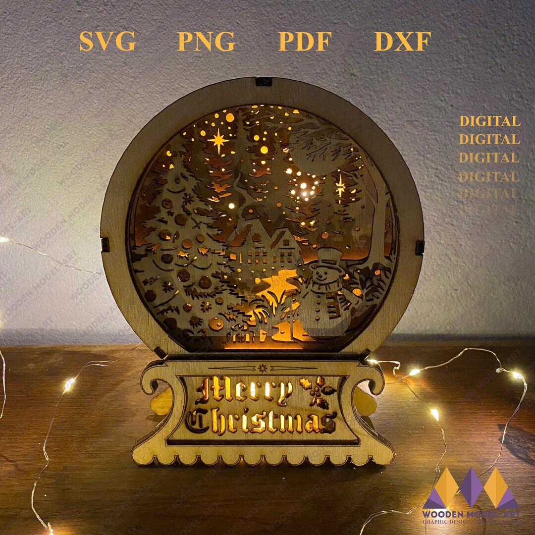3D Christmas Snow Globe Laser Cut Svg File Glowforge Christmas Light up ...
