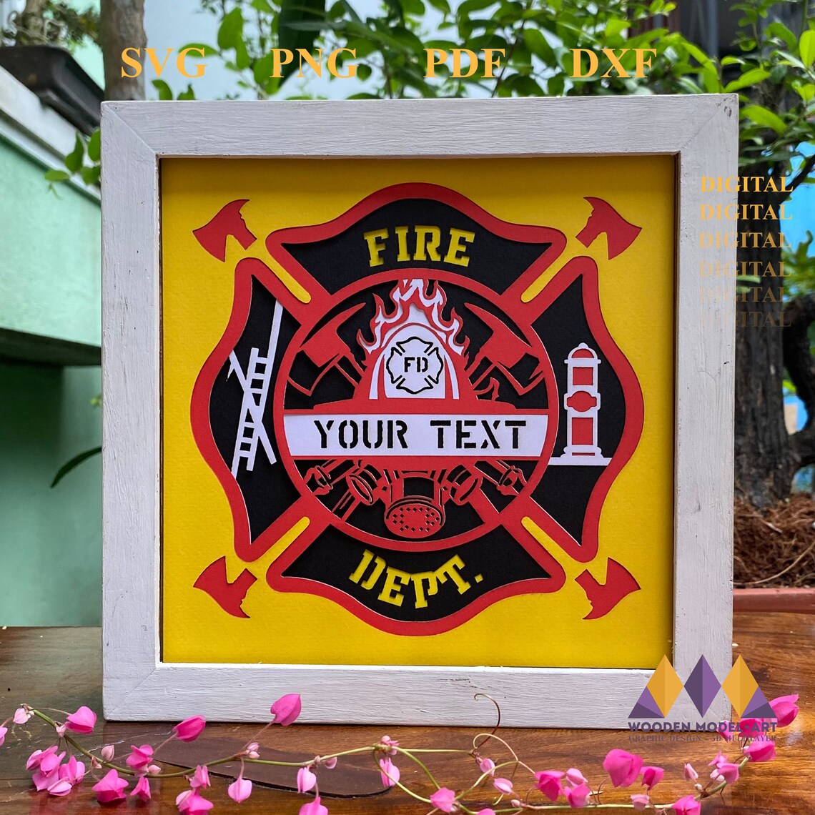 Firefighter Svg Light Box Fireman Shadow Box Firefighter - Etsy