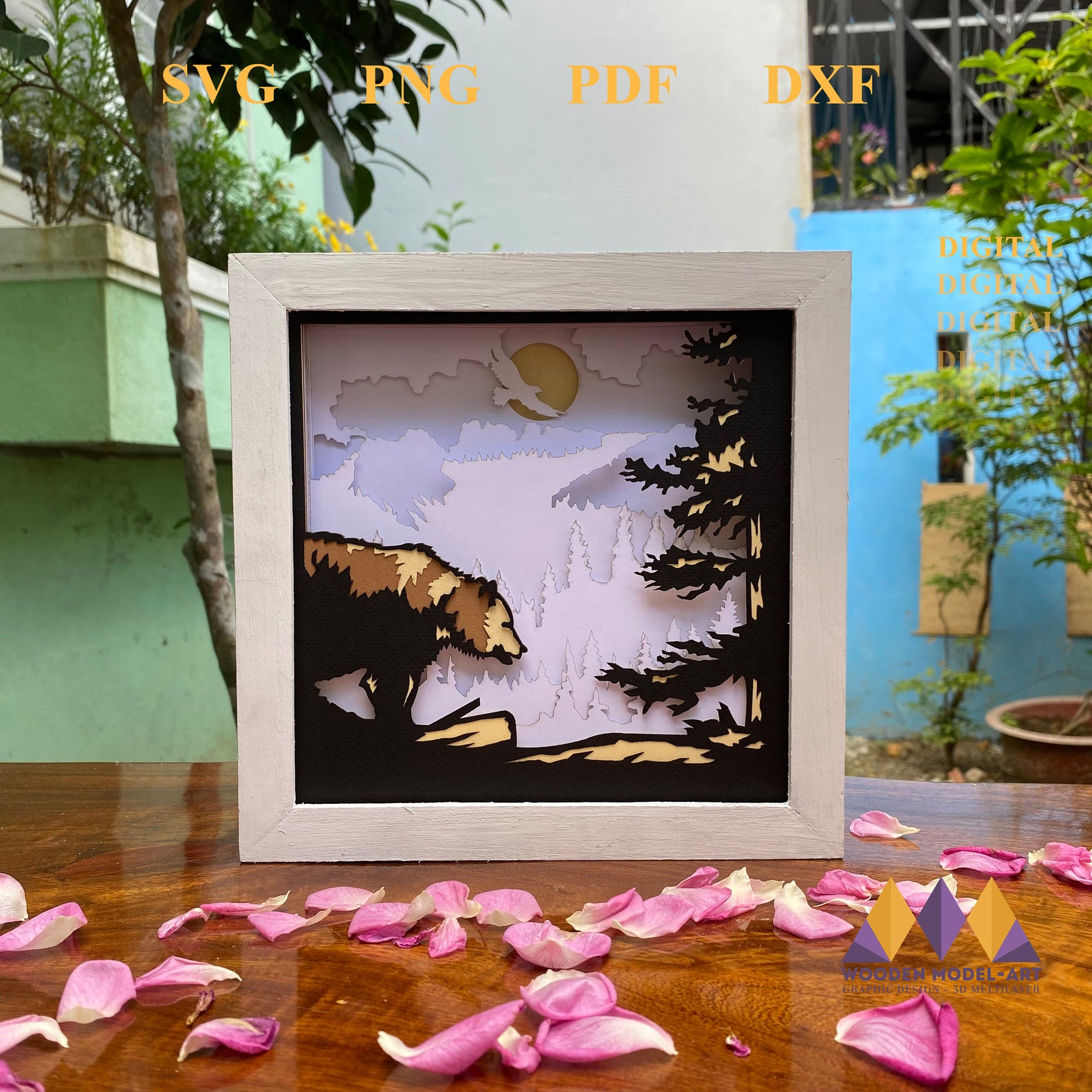 BEAR in FOREST Light Box Svg Bear Shadow Box for Cricut - Etsy