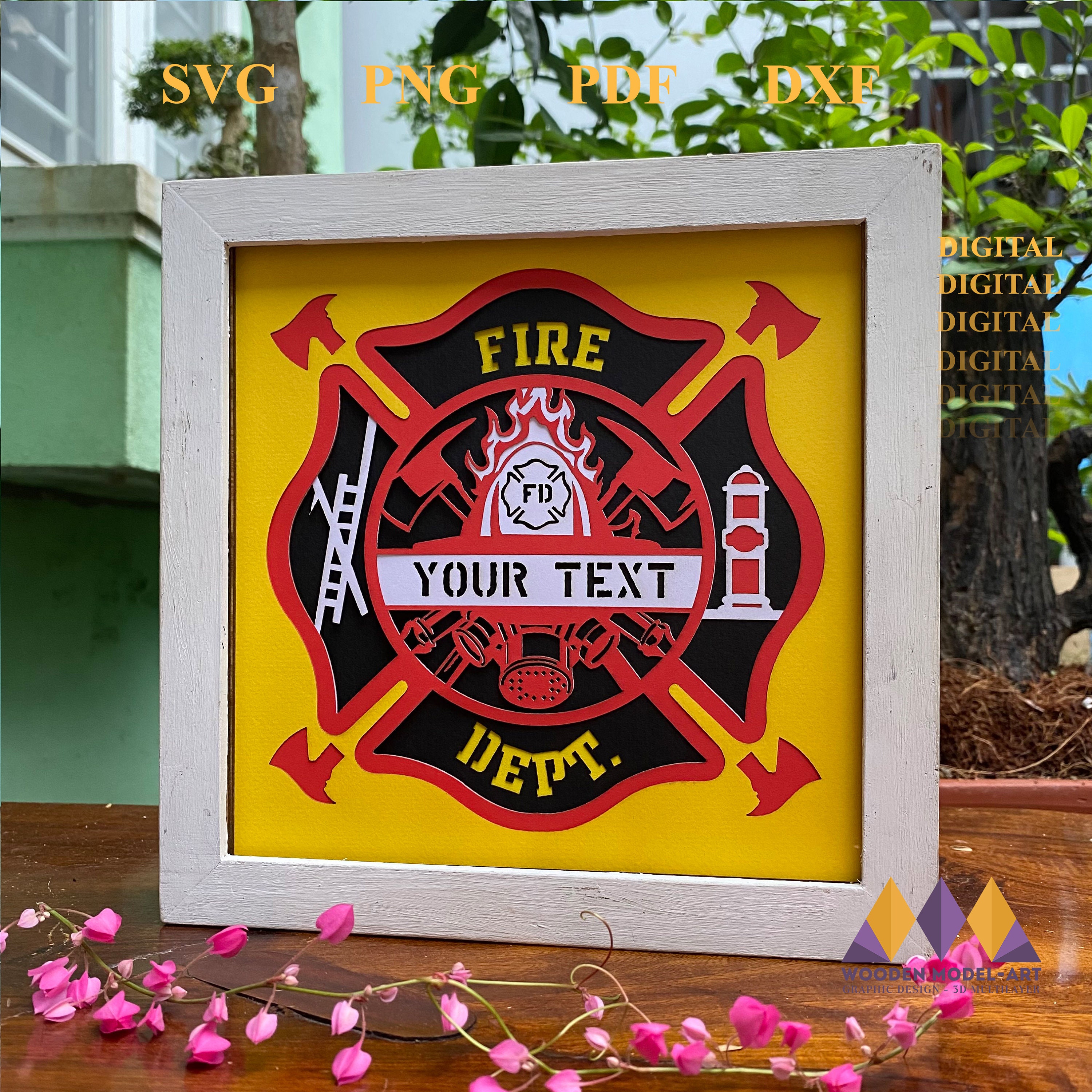 Firefighter Svg Light Box Fireman Shadow Box Firefighter - Etsy