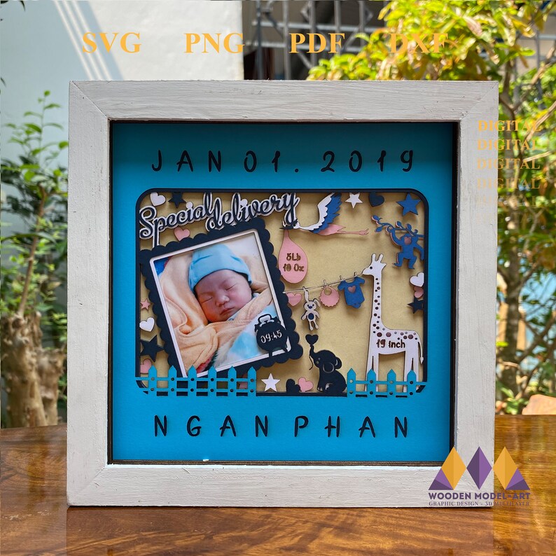 CUSTOMIZABLE 3D BABY STATS Shadow Box Svg /light Box / for - Etsy