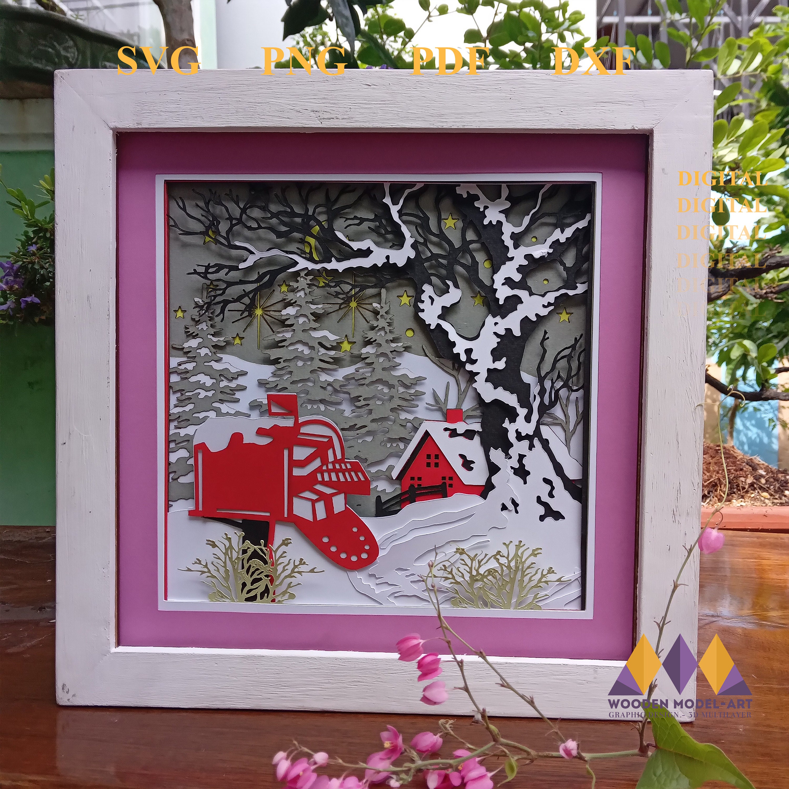 Christmas Winter Scene Shadow Box: 3D SVG Light Box (digital Download ...