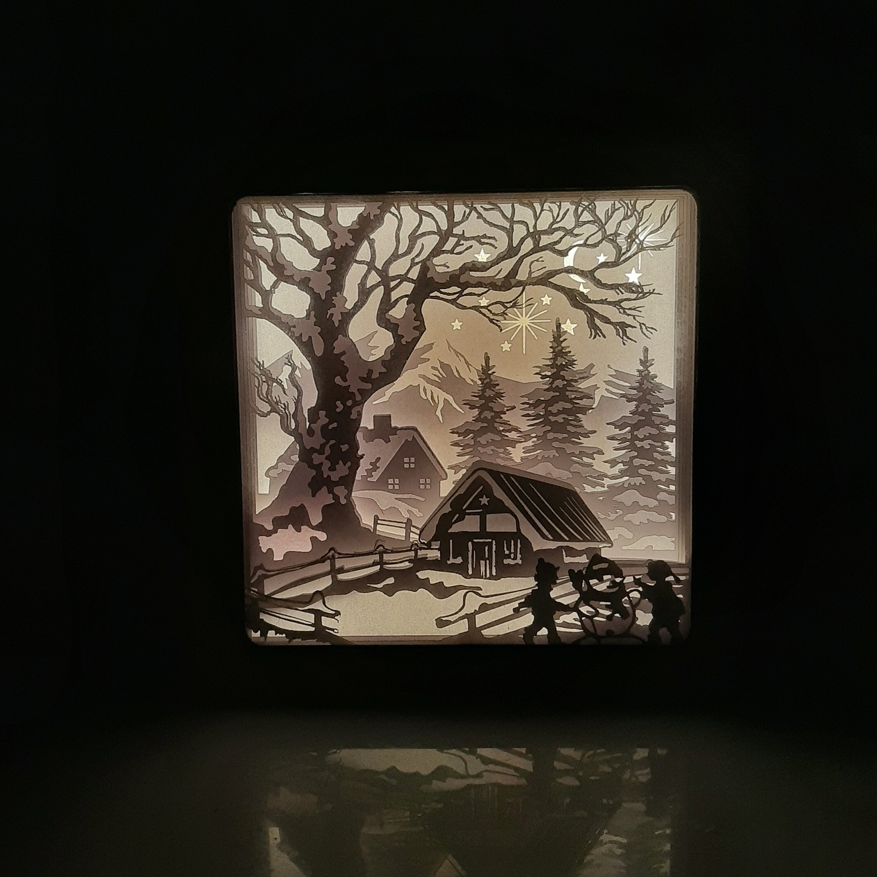 Merry Christmas Shadow Box/lightbox Snow Santa's Cabin - Etsy