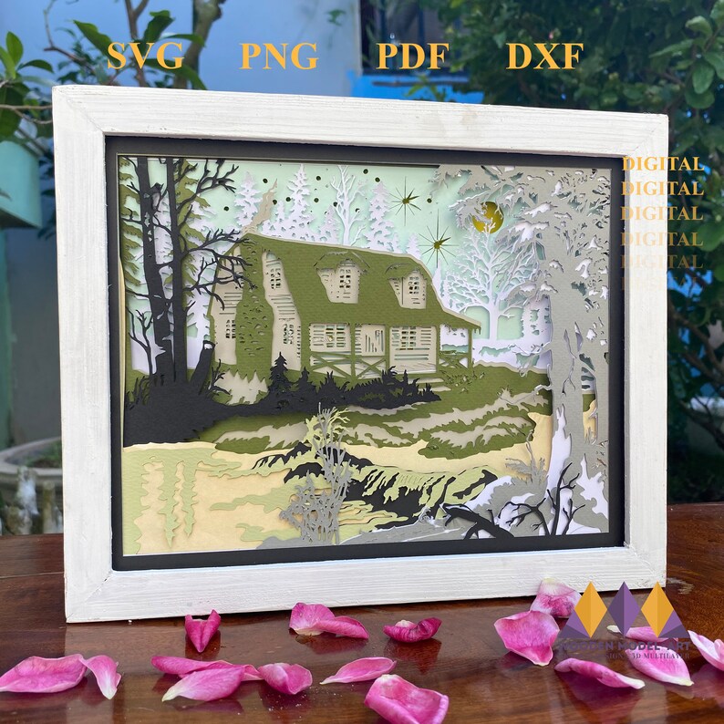 CHRISTMAS CABIN Svg Light Box - 3D Winter Forest Shadow Box - Criccut ...