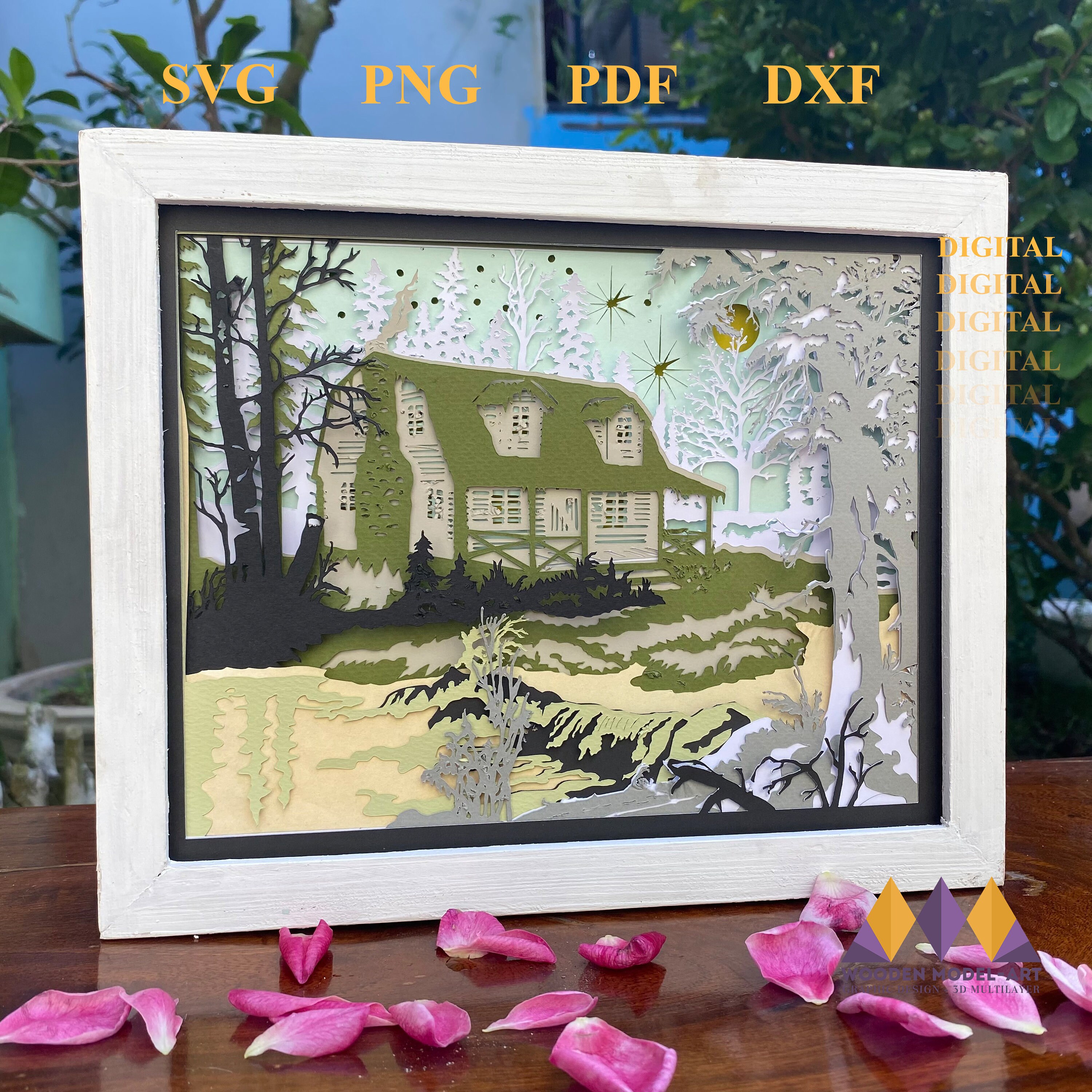 CHRISTMAS CABIN Svg Light Box - 3D Winter Forest Shadow Box - Criccut ...