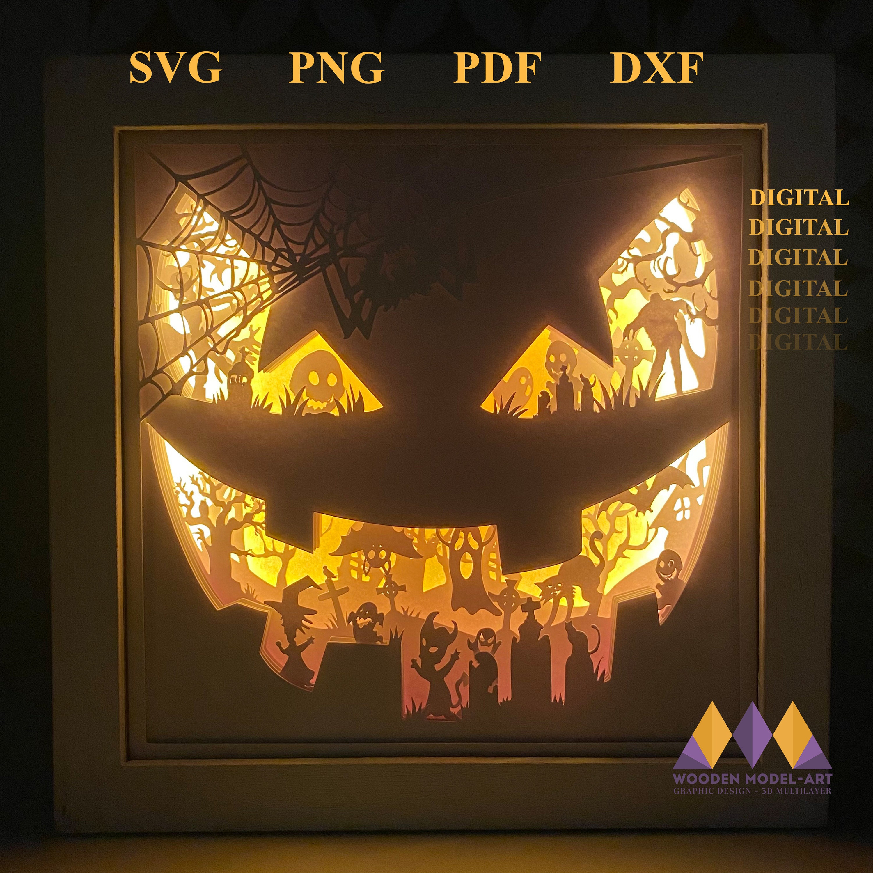 3D HALLOWEEN Svg Shadow Box Halloween Light Box Spooky - Etsy