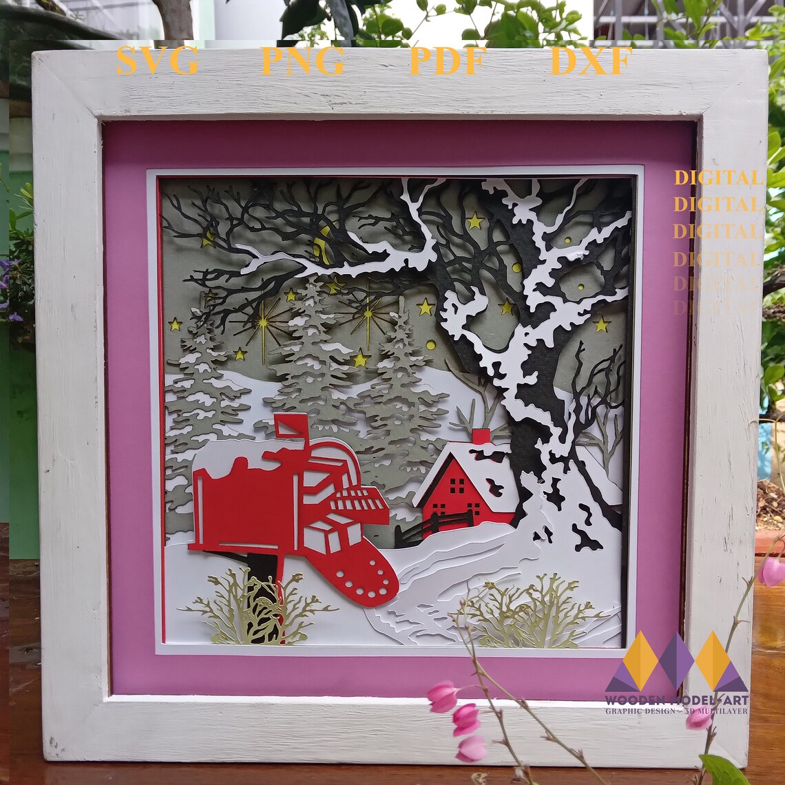 CHRISTMAS WINTER SCENE Shadow Box 3D Svg Snow Day Light Box - Etsy