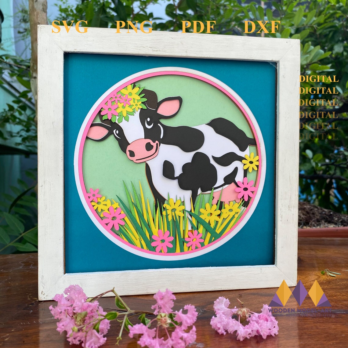 3D FLORAL COW SVG Cow Shadow Box Svg Cricut Files - Etsy