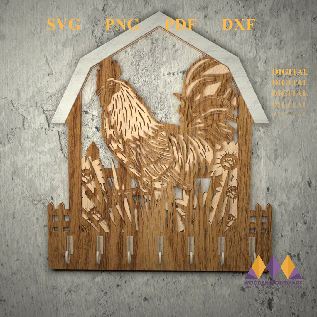ROOSTER Key Hanger Svg, FARM Decor SUNFLOWER Laser Ready File Glowforge ...