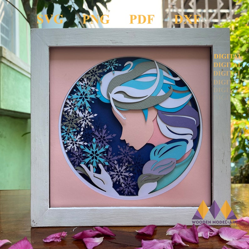 3D Let It Snow SVG Princess Shadow Box Winter Snow Svg for - Etsy