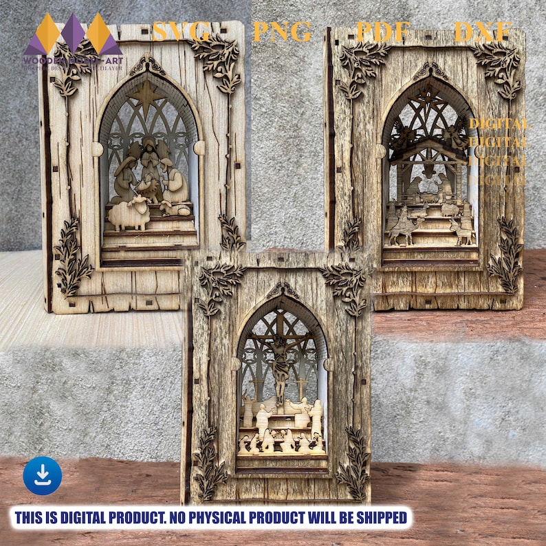 Laser Cut Nativity Scene SVG: Christmas Book Template (digital Download ...