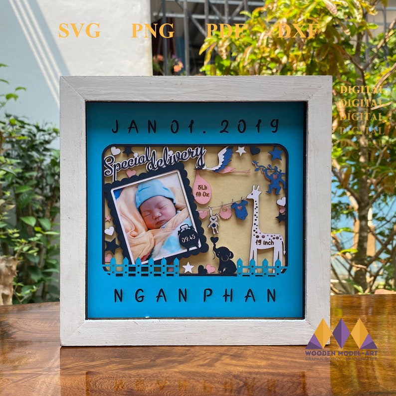 CUSTOMIZABLE 3D BABY STATS Shadow Box Svg /light Box / for - Etsy