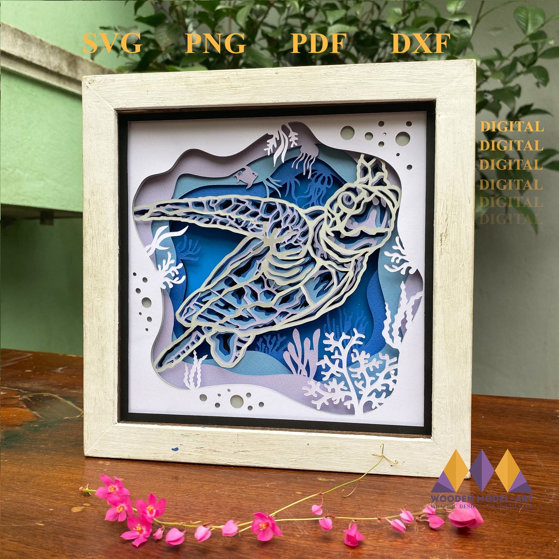 SEA TURTLE Shadow Box 3D Sea Turtle Light Box Layered Svg - Etsy UK