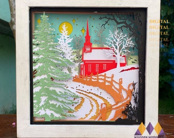 Christmas Church Shadow Box - Etsy