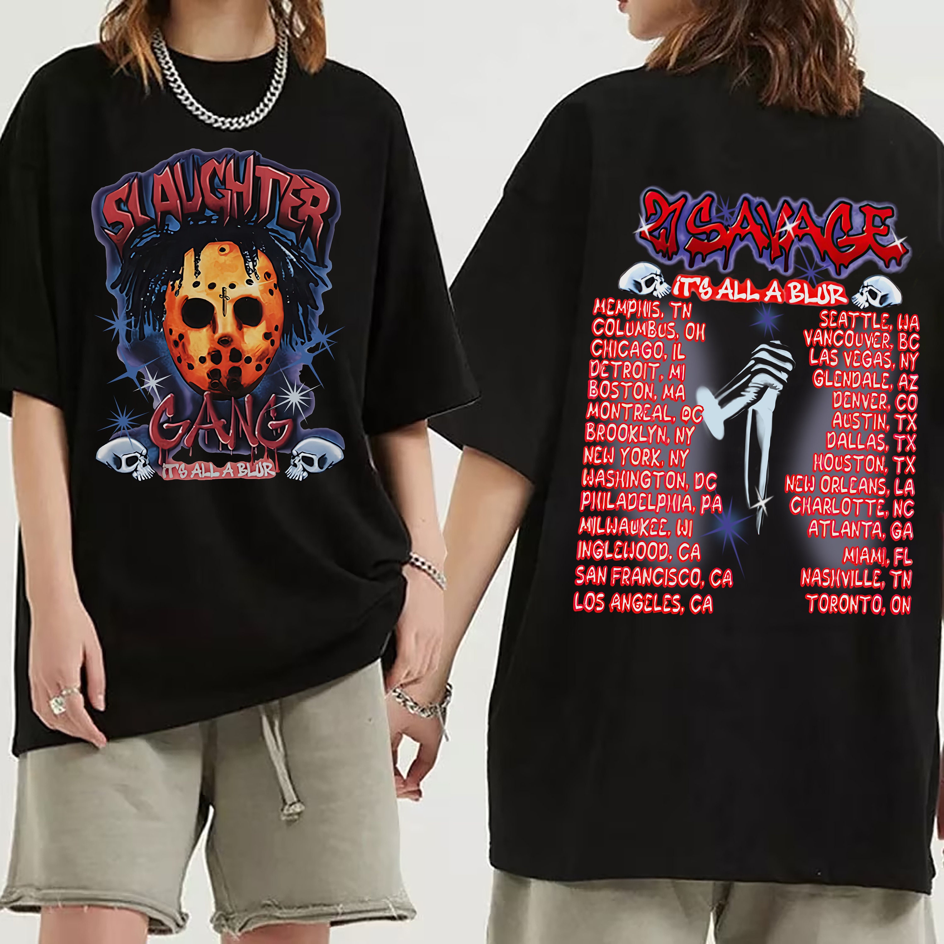 Drake 21 Savage 2023 Tour Shirt, Slaughter Gang Its Blur Tour Merch ...
