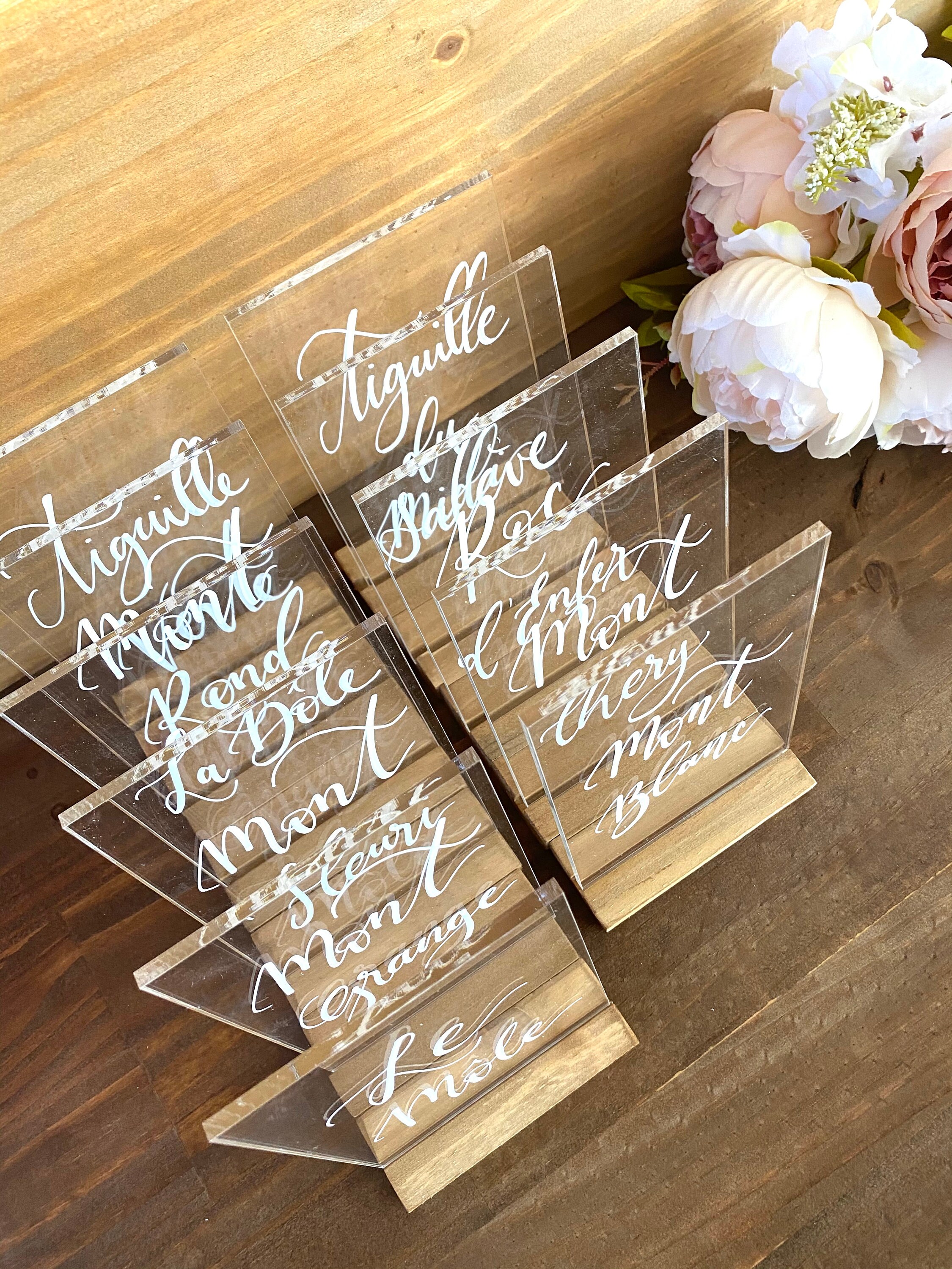 Acrylic Table Name Plate Pine Wood Base optional - Etsy