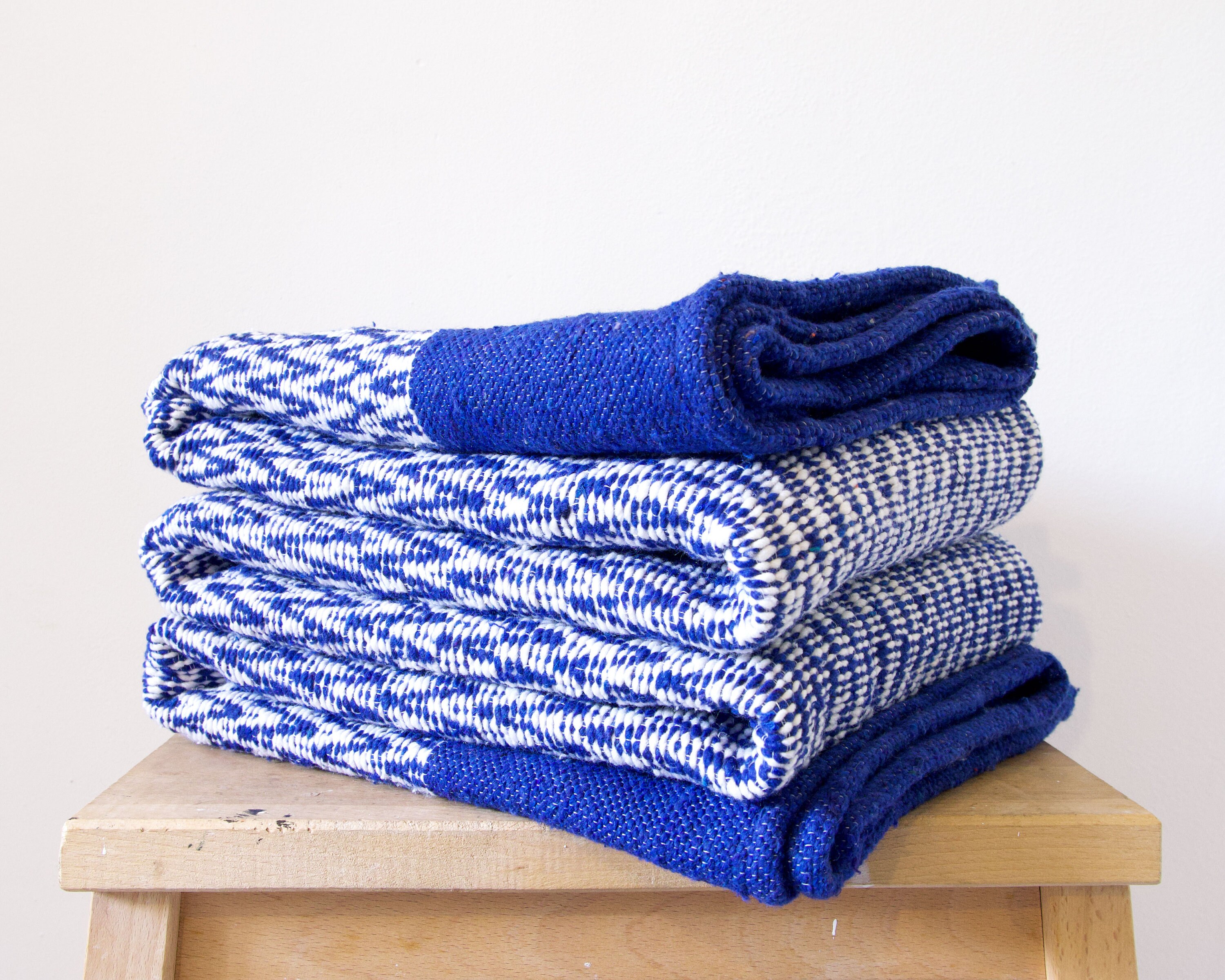Blue Wool Blanket With Print Soft Woven Throw Blanket - Etsy