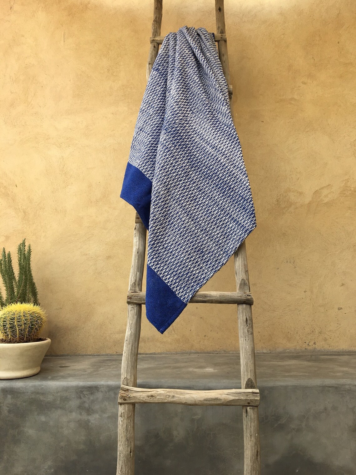 Blue Wool Blanket With Print Soft Woven Throw Blanket - Etsy