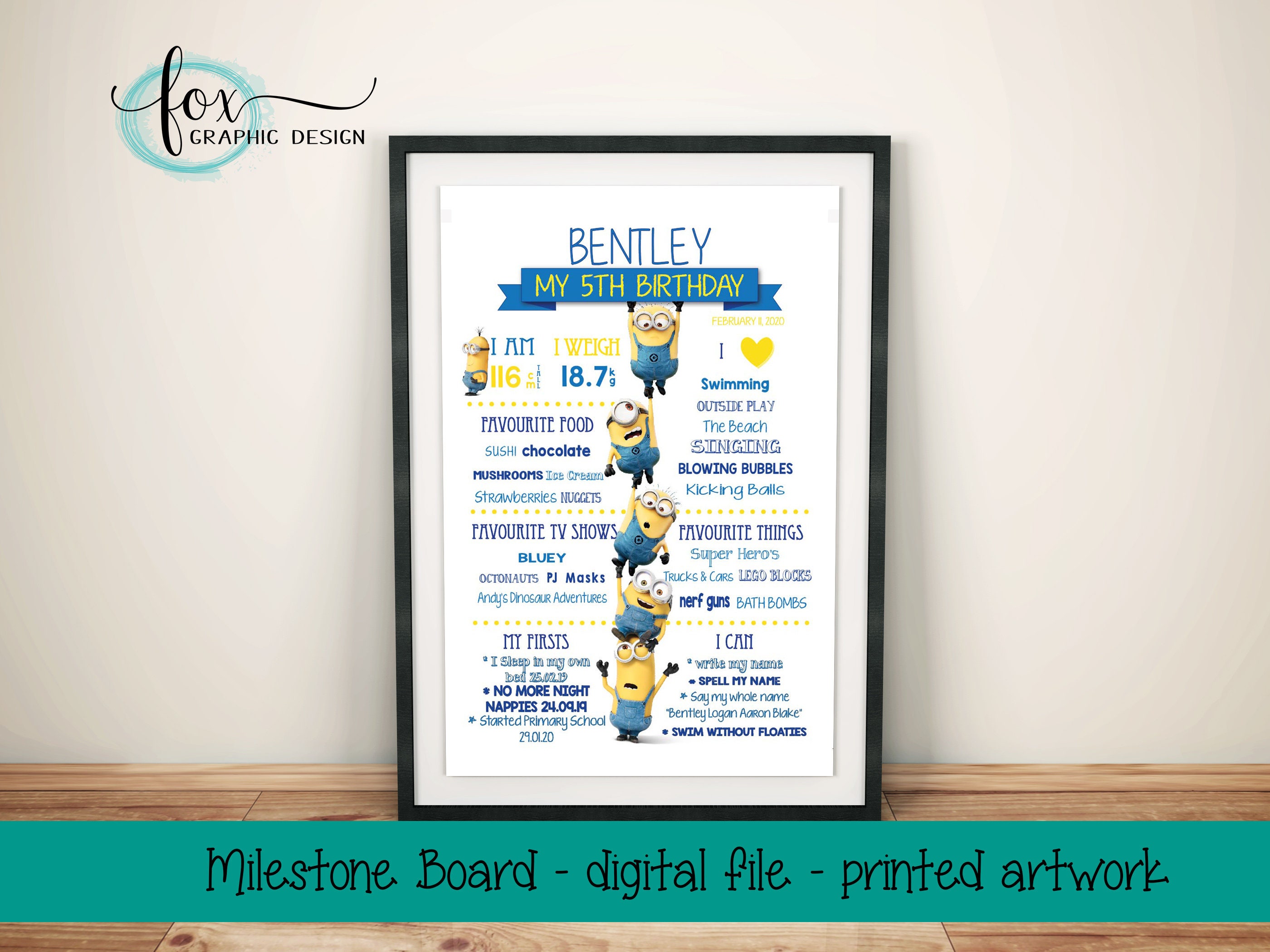 Minions Milestone Board, Minions Birthday Poster, Minions Party, 1st ...