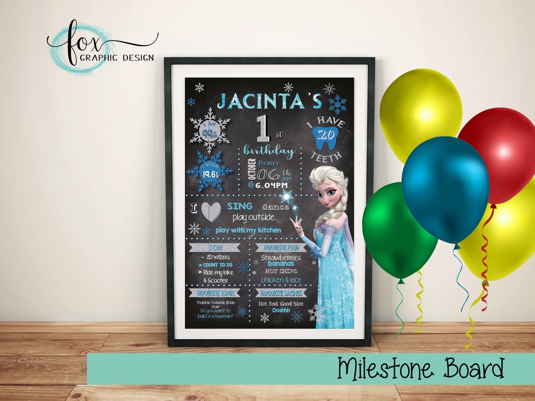 Frozen Milestone Board, Frozen Birthday Poster, Elsa Milestone Board ...