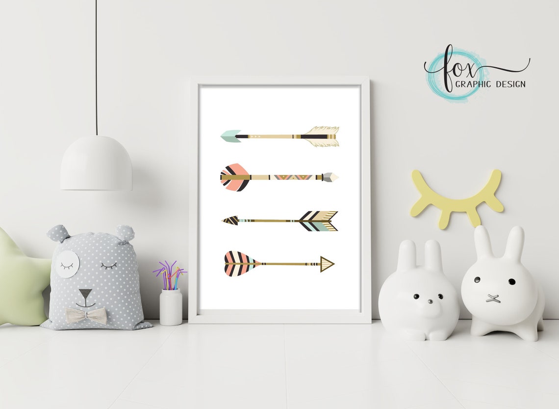 Woodland Tribal Animals, Woodland Animals Print, Tribal Nursery Wall ...
