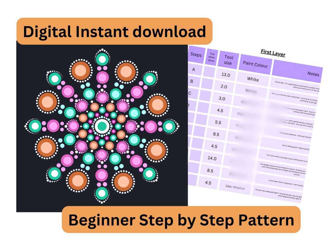 Beginners Basic Mandala Dot Art Pattern #102 - Happy Dotting Company ...