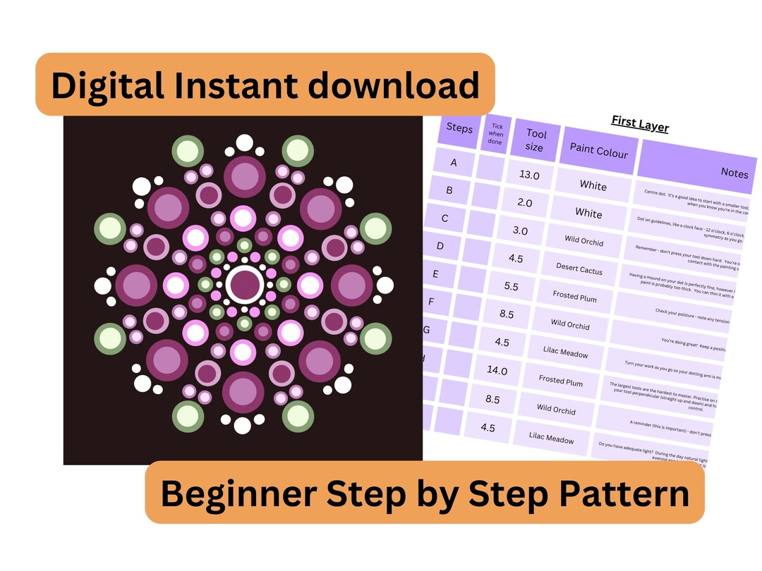 Beginners Basic Mandala Dot Art Pattern #101 - Happy Dotting Company ...