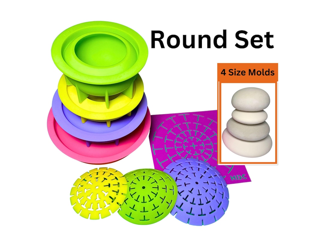 Round Art Stone Molds Combo: Silicone Mandala Dotting Templates - Happy ...