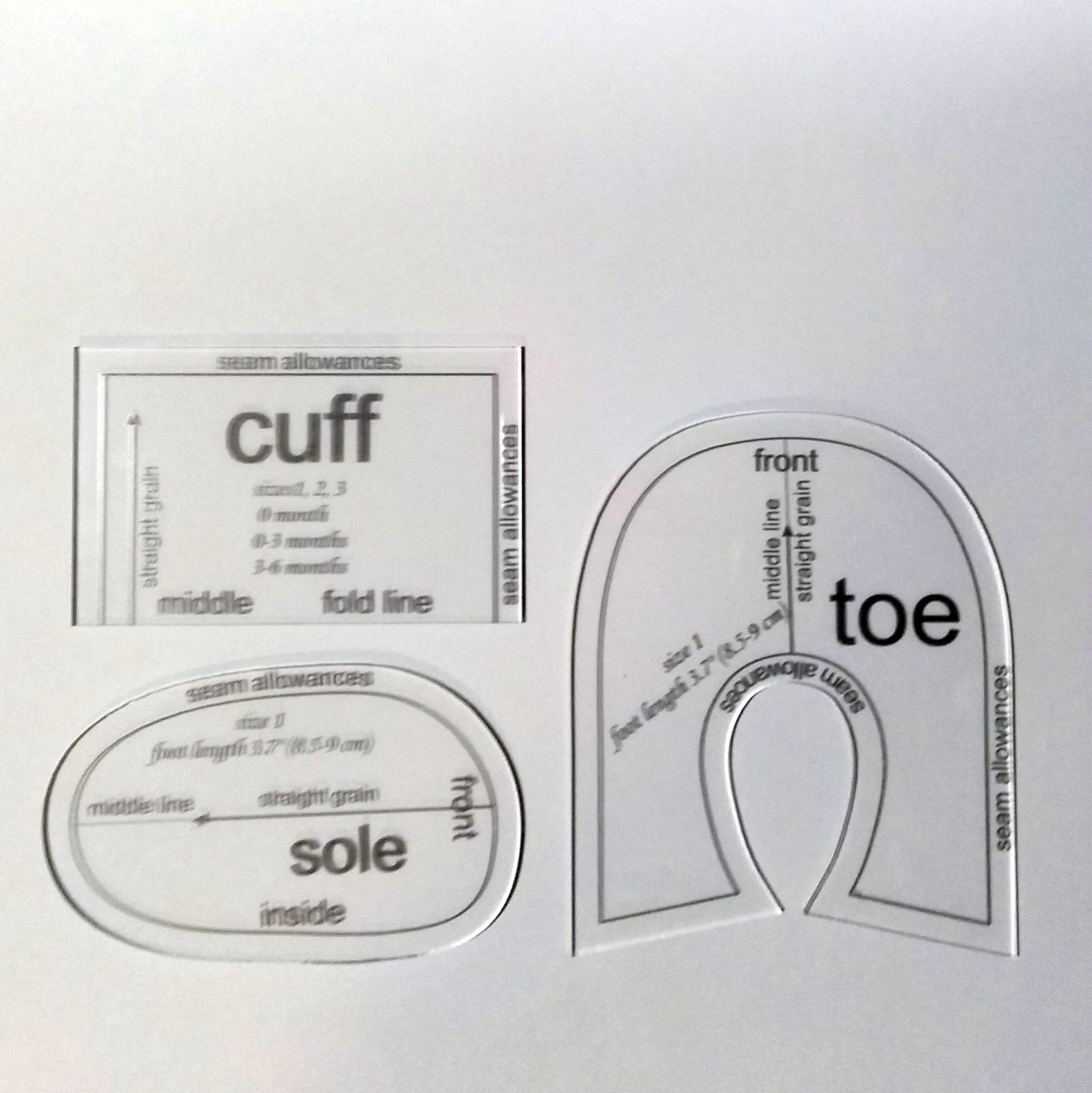 Ready-to-use Baby Booties Sewing Pattern-acrylic Shoe Template ...