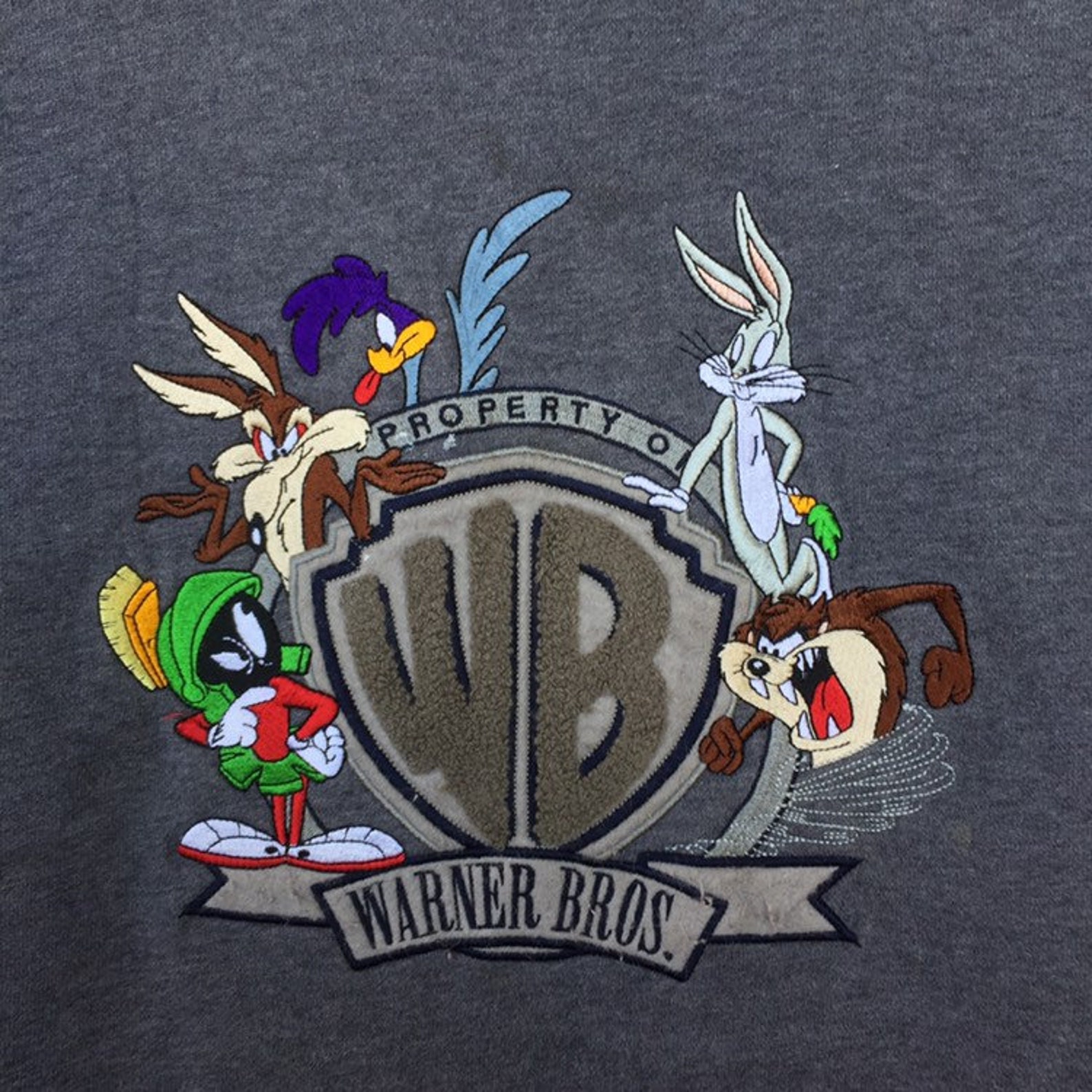 Rare Vintage Property of warner Bros sweatshirt Embroidery | Etsy