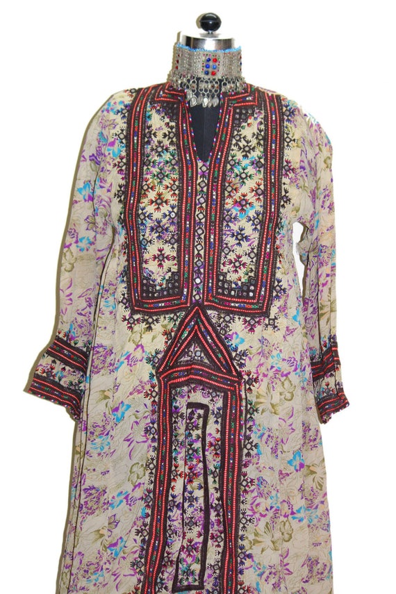 Antique Afghan pakistan dress mirror work hand embroi… - Gem
