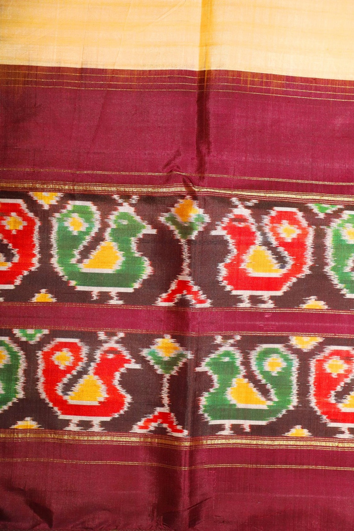 Vintage Indian Patola Printed Beautiful Saree 100% Pure Silk Fabric ...