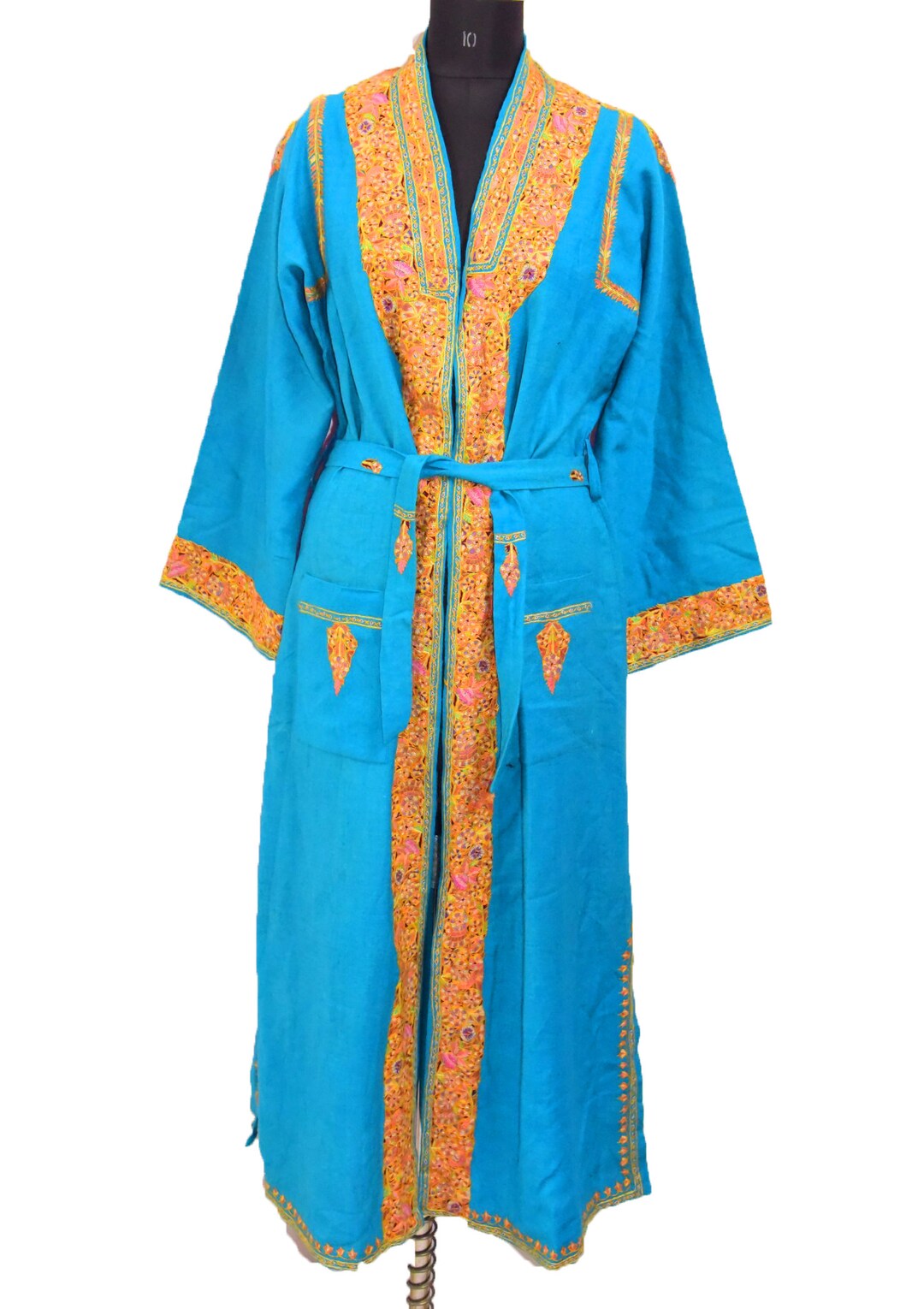 Antique Indian Kashmiri Vintage Long Jacket Women Cashmere Pure Wool ...