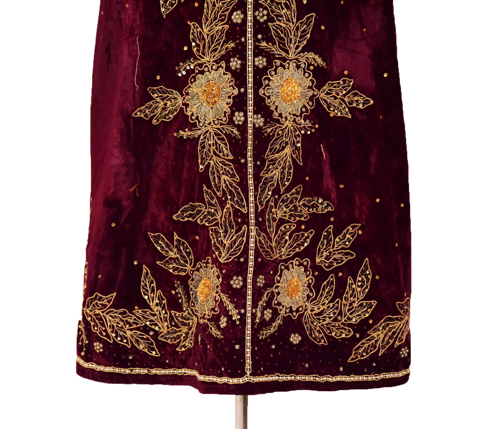 Antique Velvet Kaftan Indian Robe Embroidered Gown Royal - Etsy