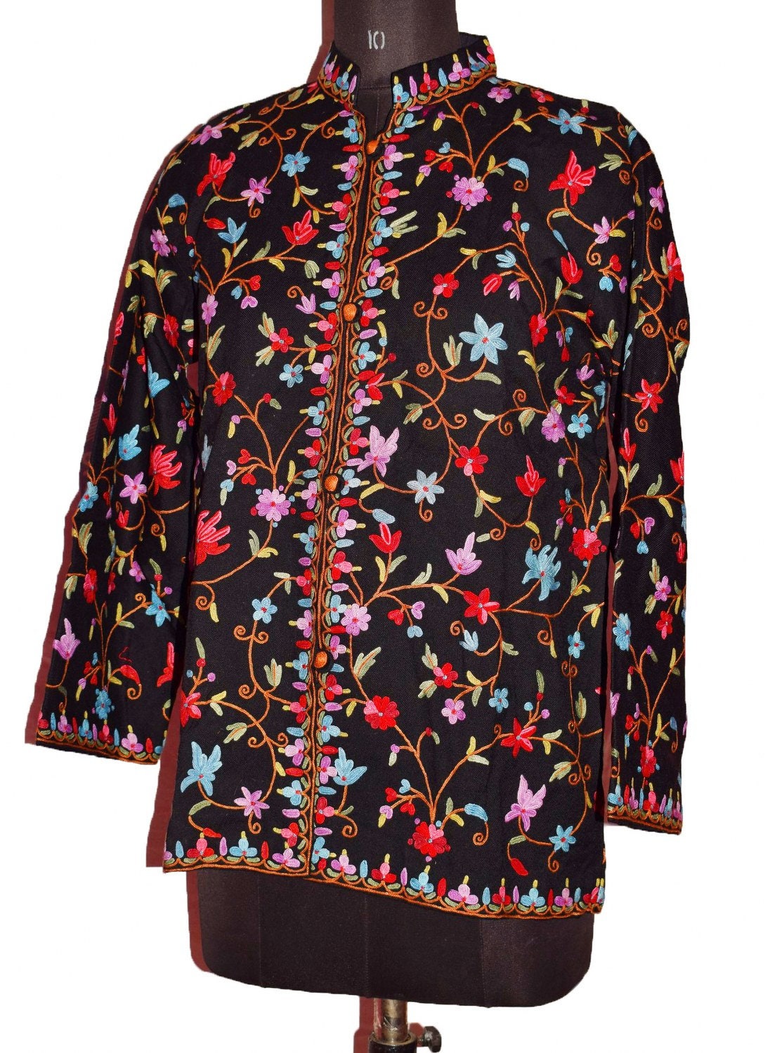 Indian Kashmiri Vintage Jacket Cashmere Pure Wool Floral Hand - Etsy