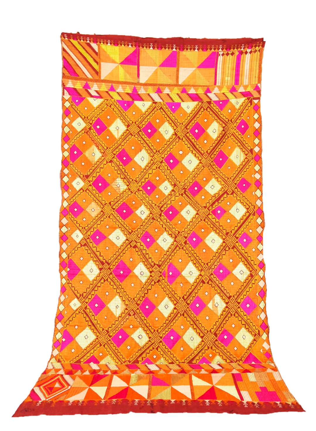 Antique Vintage Very Old Indian Punjab Textile Bagh Needle Point Stitch ...